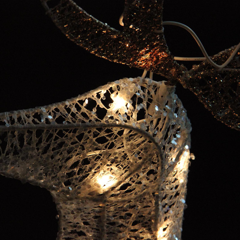 Northlight Seasonal 46" Lighted 2-D Silver Glitter Reindeer Outdoor Christmas Decoration | Wayfair